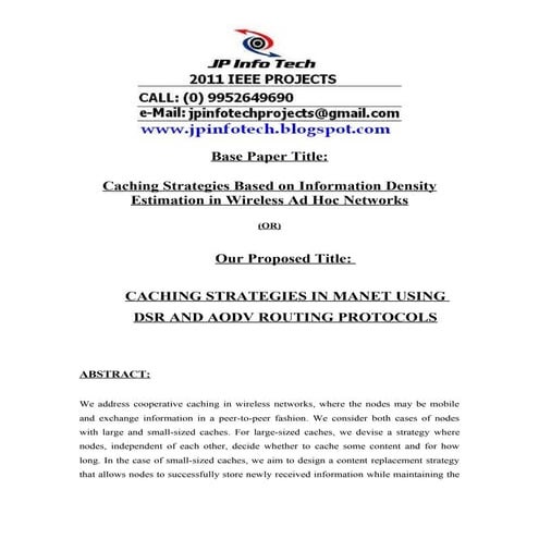 Caching Strategies Based On Information Density Estimation In Wireless Ad Hoc Networks Pdf