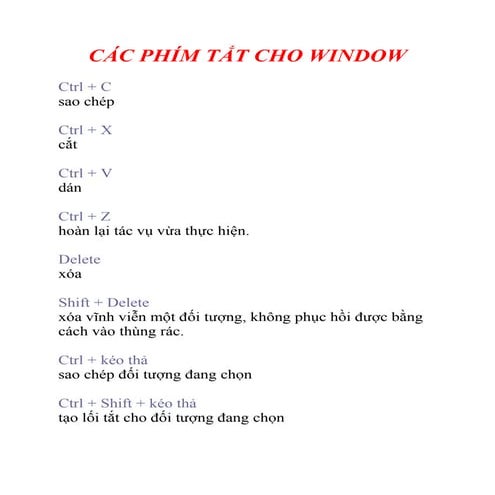 Cac phim tat cho window | DOCX