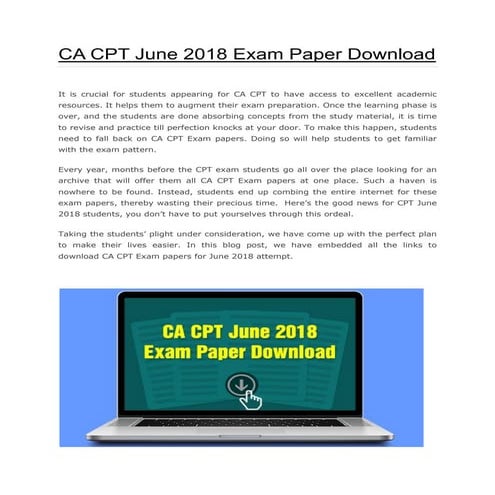 CA CPT June 2018 Exam Paper | PDF