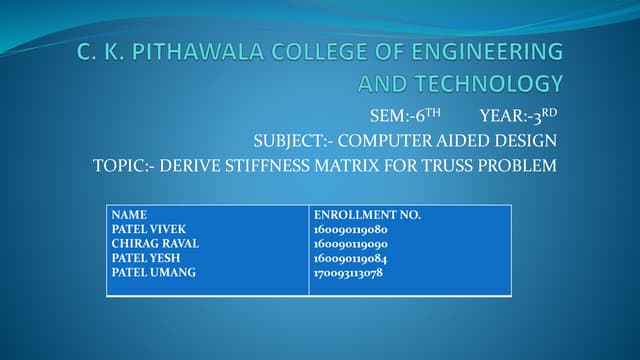 Stiffness matrix Computer aided Design | PPT Stiffness matrix Computer aided Design | PPT