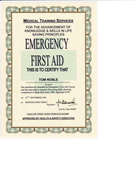 Health And Safety Certificate | PDF