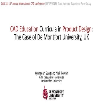 CAD Education Curricula in Product Design: The Case of De Montfort University, UK | PDF