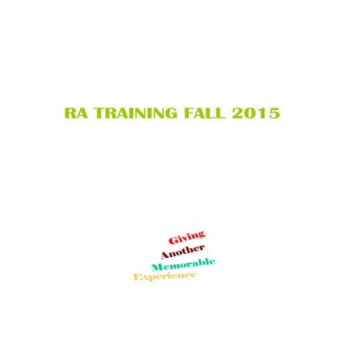 RA Training Schedule Fall 2015 | DOC | Board Games and Puzzles | Games ...