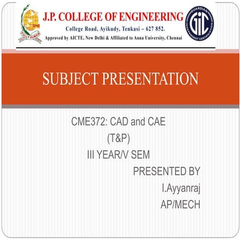 Computer Aided Design And Computer Aided Engineering Pptx