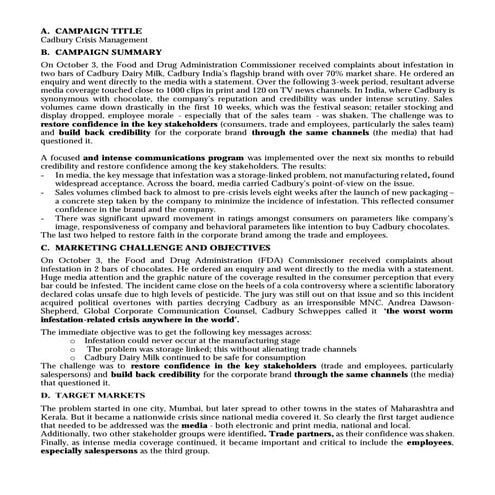 Cadbury case study | PDF