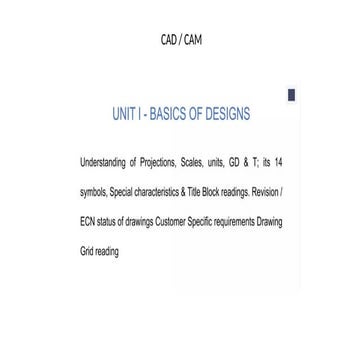 CAD / CAM Unit 1 Basics of designs .pptx | 3-D Graphics | Computer Software and Applications