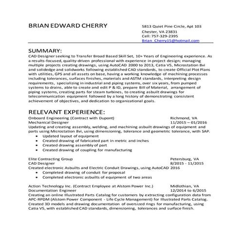 Cad designer resume | DOCX