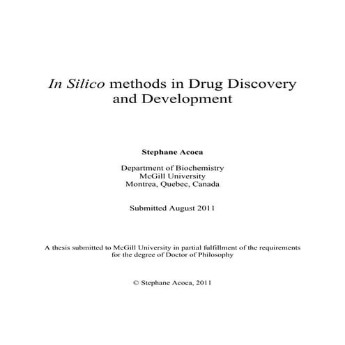 In silico methods in drug discovery and development | PDF