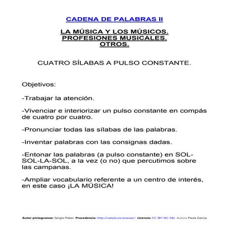Cadena vocabulario musical_4pulsos | PDF