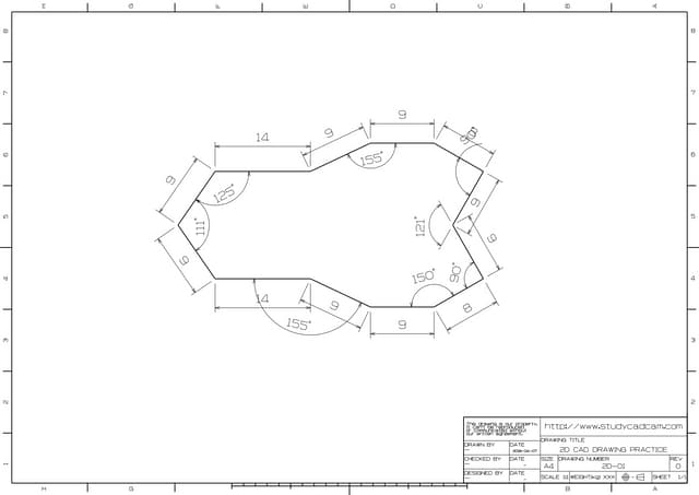AutoCAD Exercise Drawing #1~20 | PDF