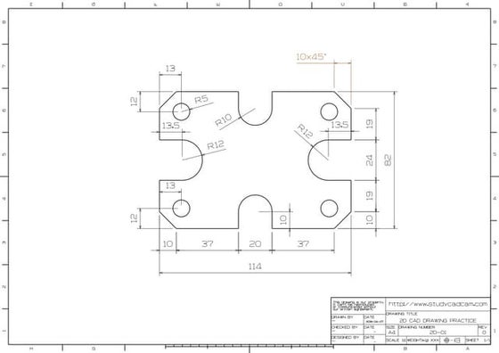 AutoCAD Exercise Drawing #1~20 | PDF