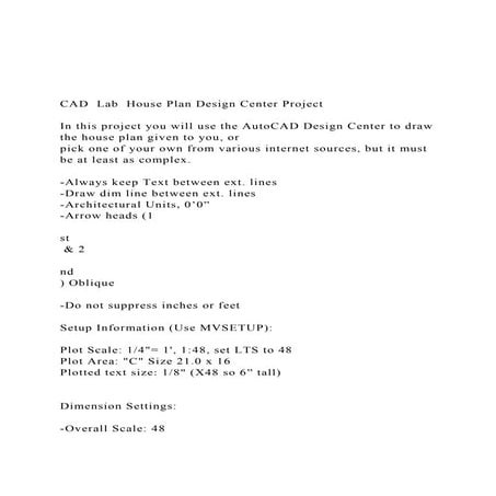 CAD Lab House Plan Design Center Project In this proje.docx