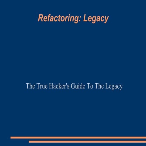 Club Of Anonimous Developers Refactoring Legacy Code Ppt