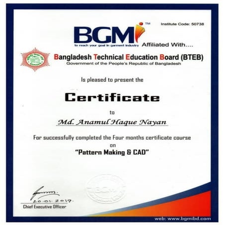 CAD (Pattern & Marker Making Certificate). | PDF