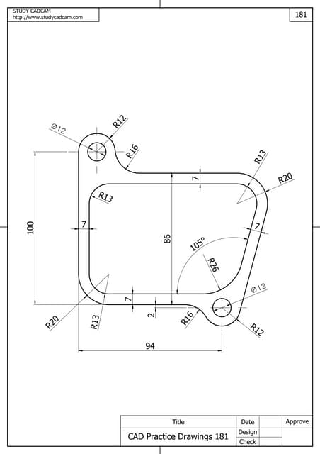 AutoCAD Exercise Drawing #1~20 | PPT
