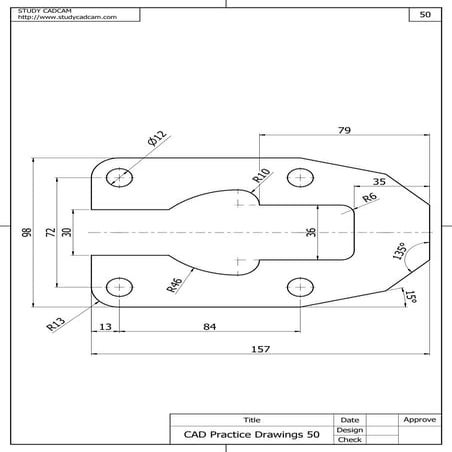 Cad practice drawings 50 | PDF