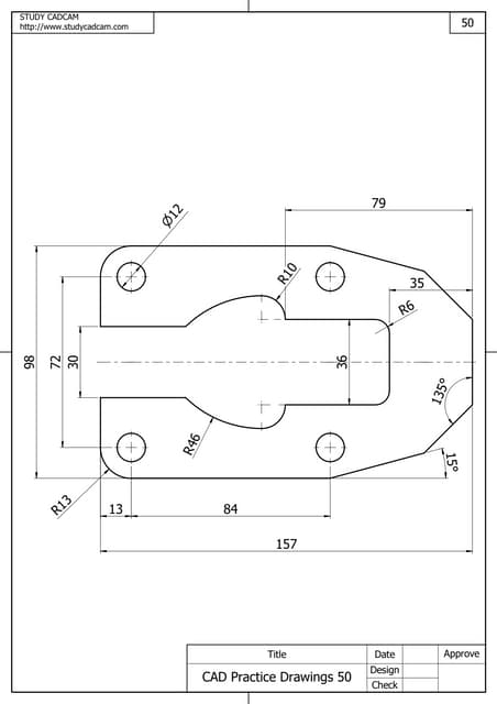 Cad practice drawings 121 130 | PDF