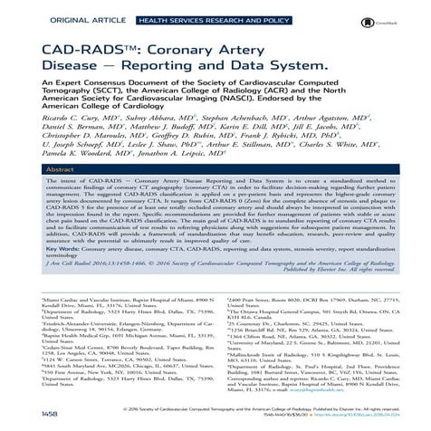 CAD RADS: Coronary Artery | PDF