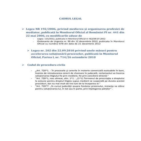 Cadrul legal privind medierea | PDF