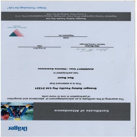 CHLORINE AWARENESS TRAINING CERTIFICATE | PDF