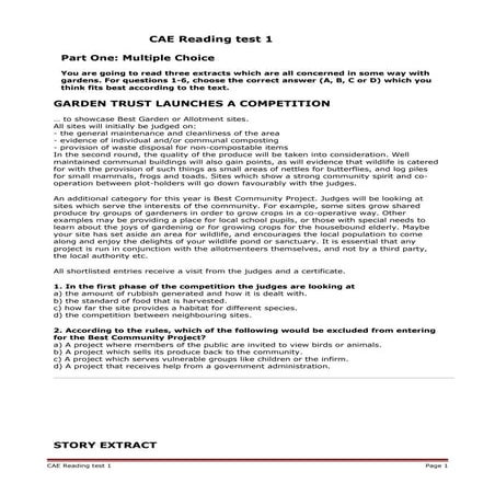 Cae reading test_1 | DOC