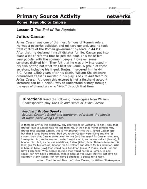 Ethos Pathos Logos In Julius Caesar | PDF