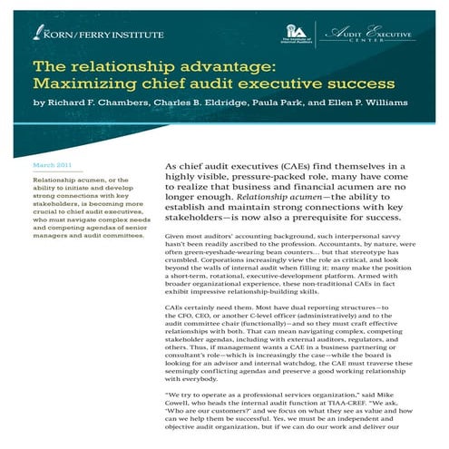 Internal Audit & Risk - Building Relationship Acumen | PDF