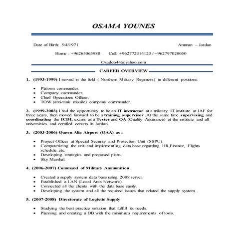 CV Osama | DOCX | Business | Business and Finance