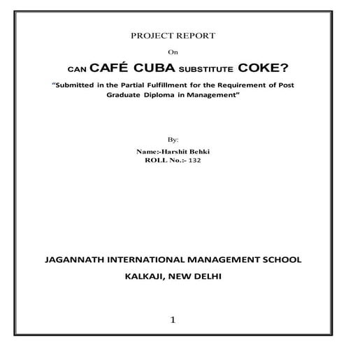 Cafe cuba project 1 | DOCX | Food & Drink