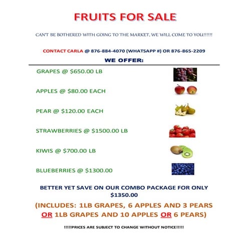 FRUITS FOR SALE | DOCX