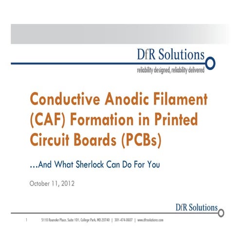 Conductive Anodic Filament (CAF) Formation in Printed Circuit Boards ...