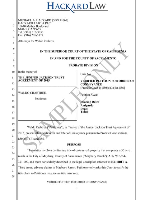 Sample Heggstad petition for California | DOC