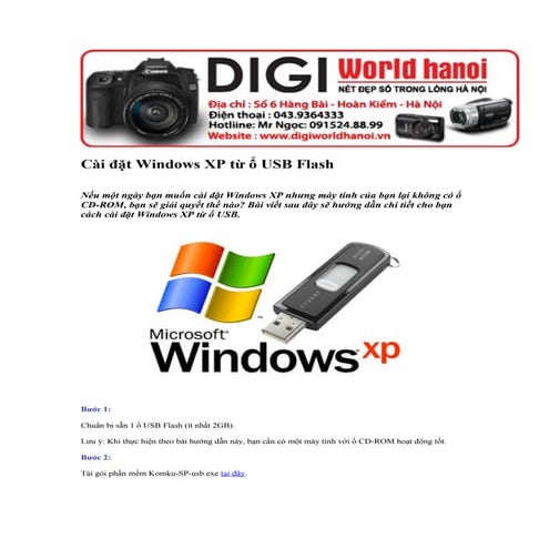 Cài đặt Windows XP từ ổ USB Flash | DOC
