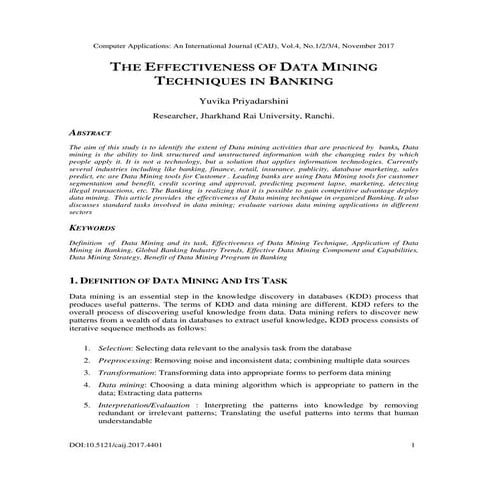 THE EFFECTIVENESS OF DATA MINING TECHNIQUES IN BANKING | PDF
