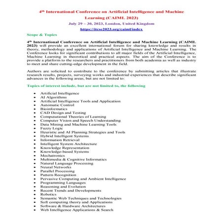 6th International Conference on Artificial Intelligence and Machine ...
