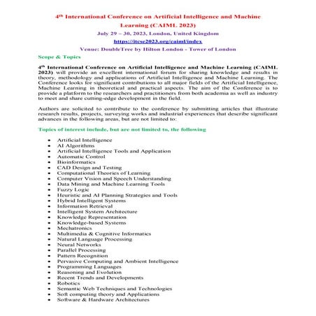 6th International Conference on Artificial Intelligence and Machine ...