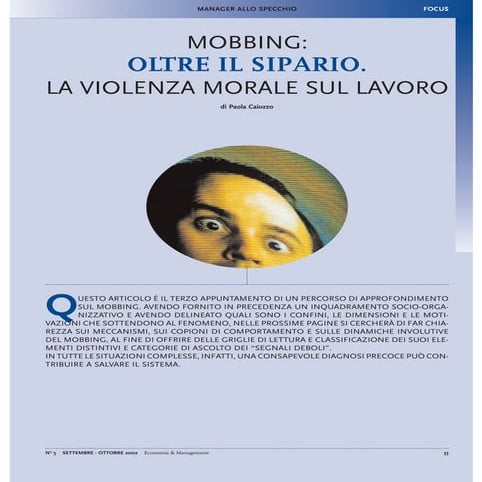 MOBBING: OLTRE IL SIPARIO. LA VIOLENZA MORALE SUL LAVORO di Paola ...