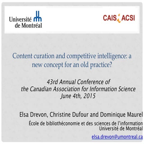 CAIS/ACSI 2015 Content curation and competitive intelligence | PPT