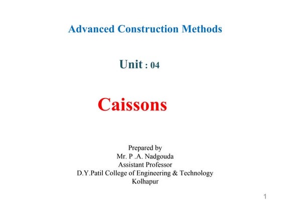 caissons and cofferdam in substructure construction | PPTX | Civil ...
