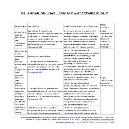 Calandar obligatii fiscale 09 | PDF