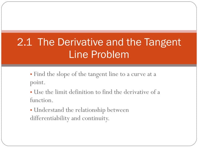 Lesson3.1 The Derivative And The Tangent Line | PPT