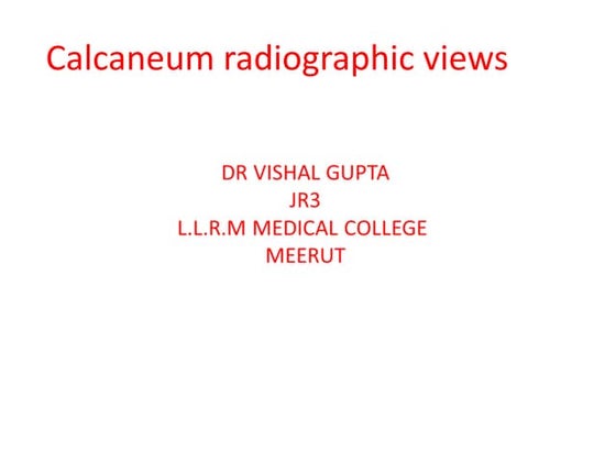 X-RAY views for foot, calcaneum, and ankle joint. | PDF