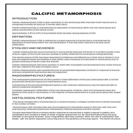 Calcific metamorphosis PPT | DOCX
