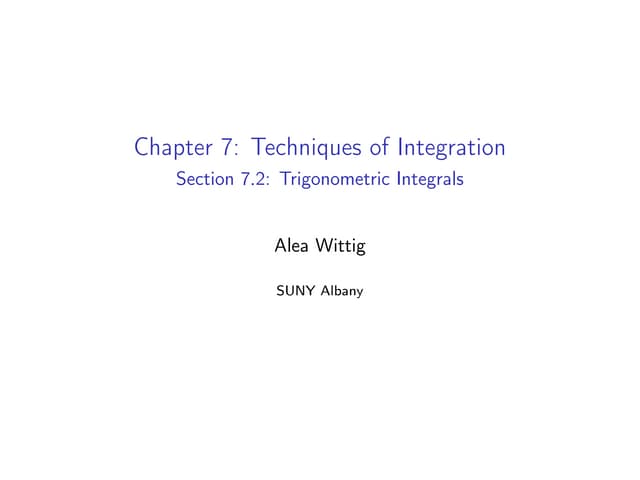 Integration of Trigonometric Functions | PPTX