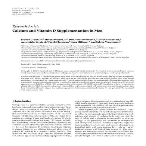 Calcium and vitamin d supplementation in men | PDF