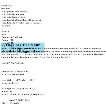 CalcTest.c#include stdio.h void printEvenNumbers(); void pri.pdf