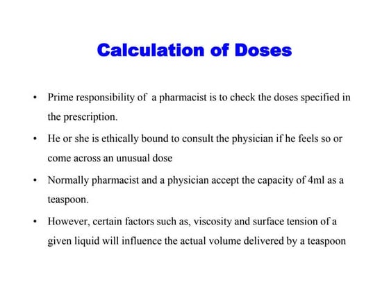 Drug Dosage Calculations | PPTX