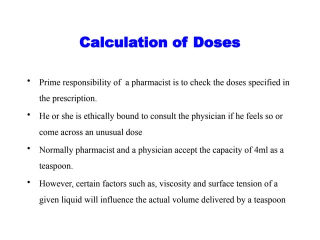 Calculation of Doses | PPTX