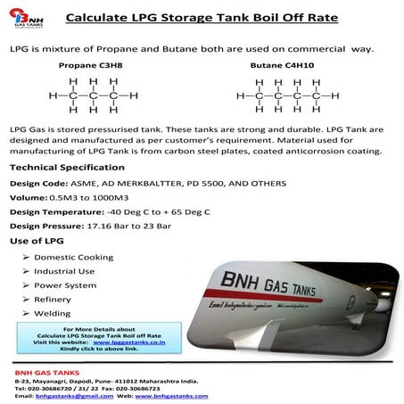 Calculate lpg storage tank boil off rate | PDF