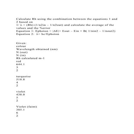 Calculate Rh using the combination between the equations 1 and 2 b.docx